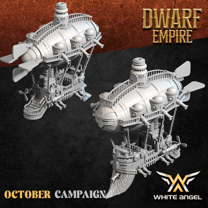 3D Printable DWARF ZEPPELIN DELUXE - DWARF EMPIRE (OCTOBER 2025 CAMPAIGN) by WHITE ANGEL MINIATURES